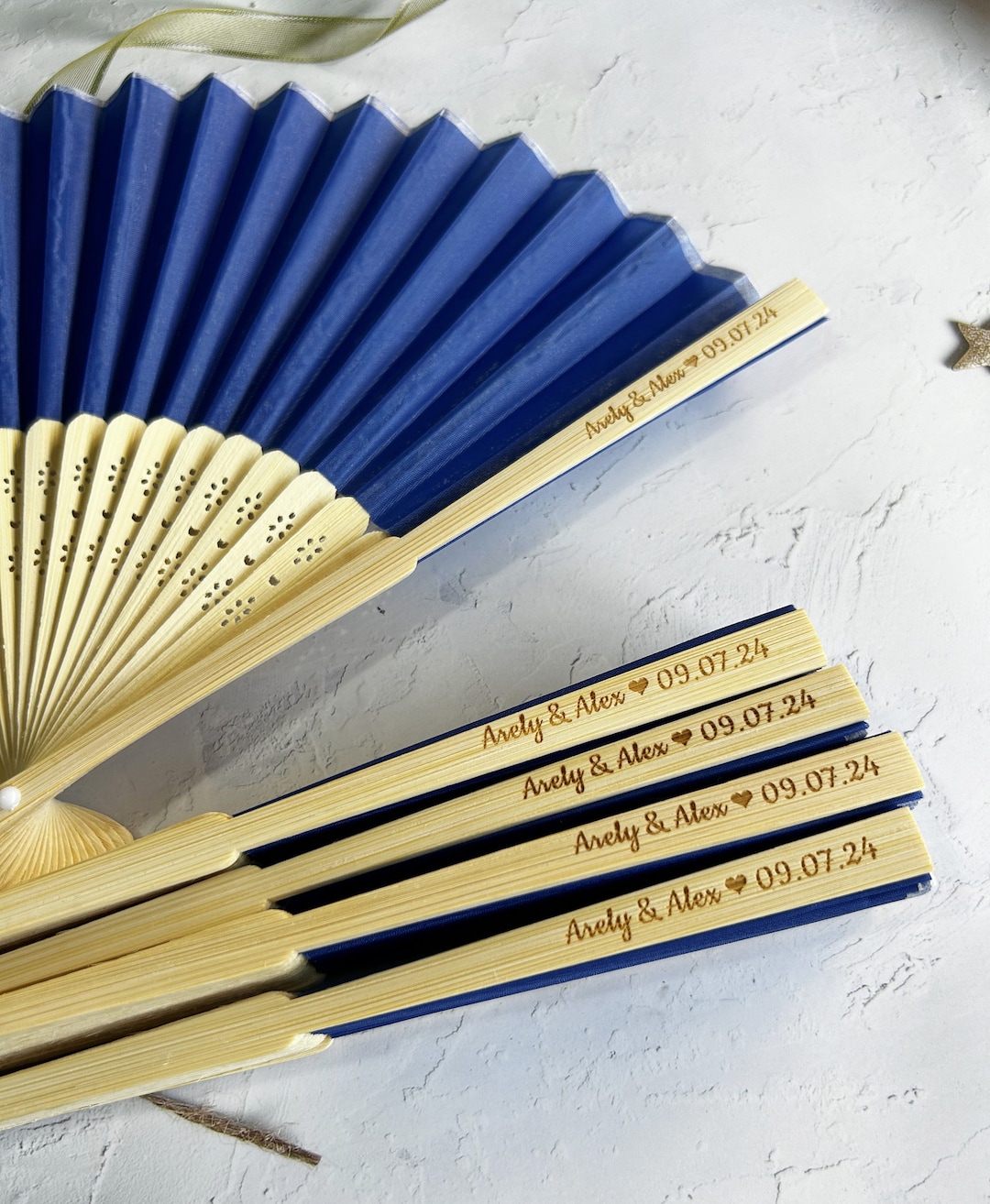 Royal Blue Fans Personalised Silk Fans With Silk Bag, Folding Hand Fan ...