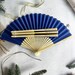 Royal Blue Fans Personalised Silk Fans With Silk Bag, Folding Hand Fan ...