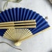 Royal Blue Fans Personalised Silk Fans With Silk Bag, Folding Hand Fan ...