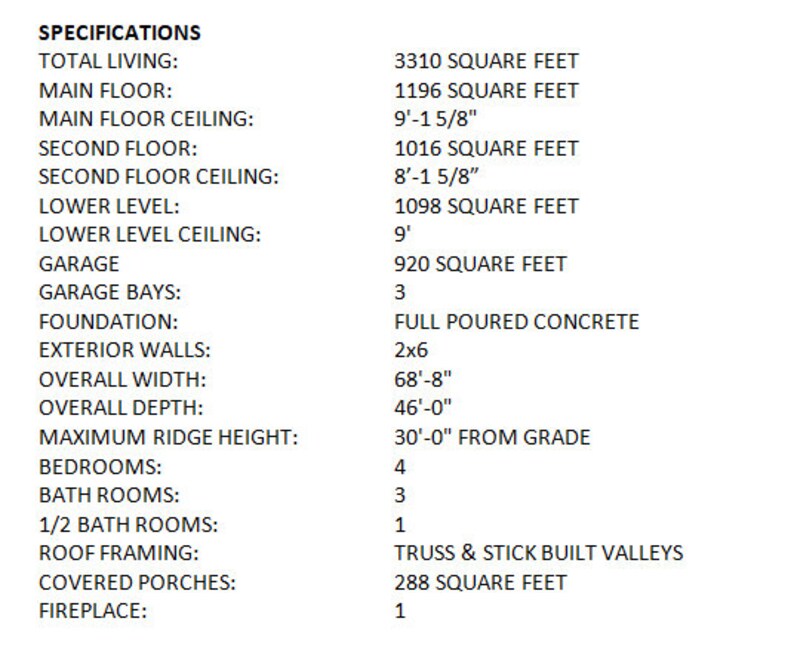 Plan0998 3310 Sq Ft 4 Bedrooms 3 & 1/2 Baths Ranch 3 Car Garage 69'x46 ...