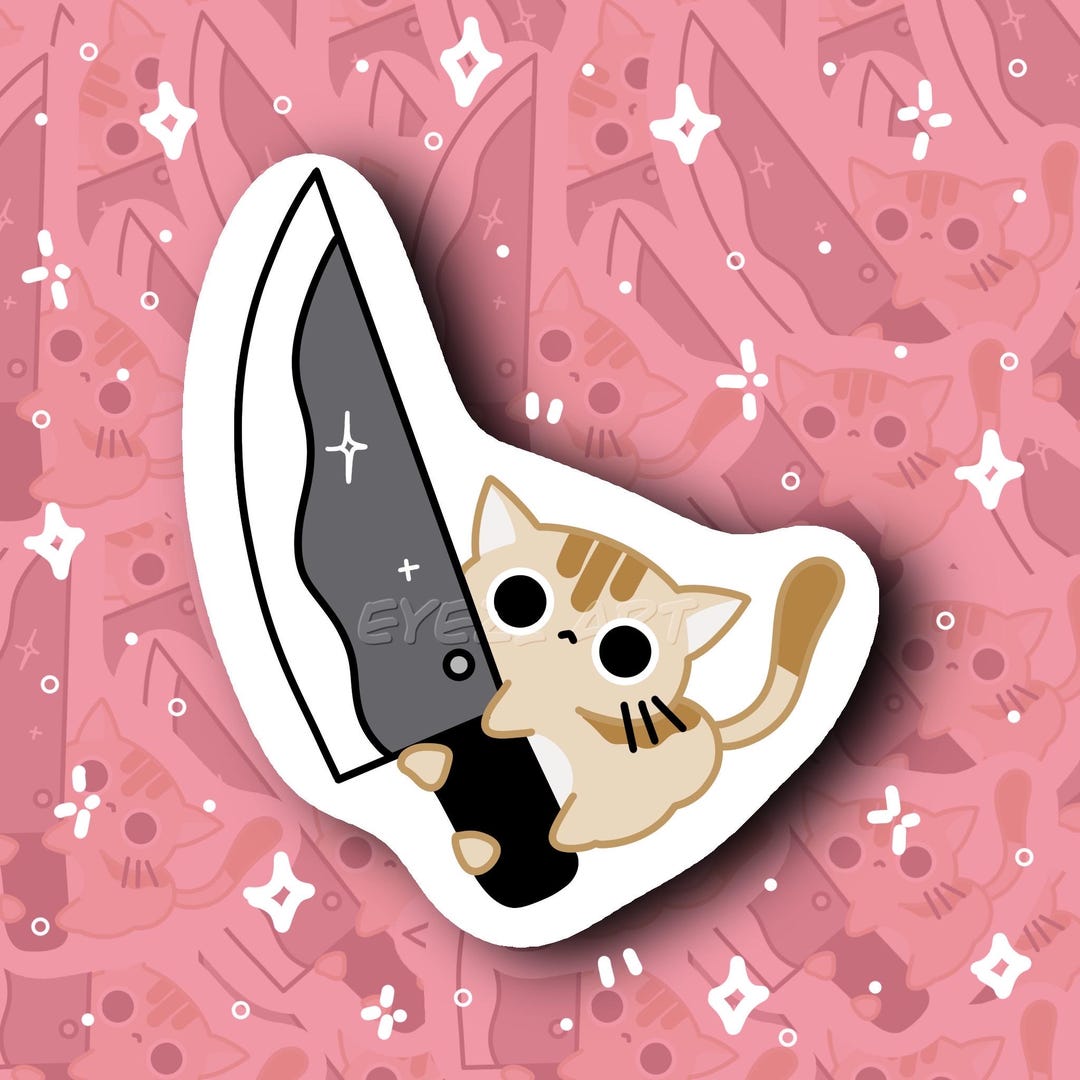 Knife Cat - Sticker 2”x2” - Etsy