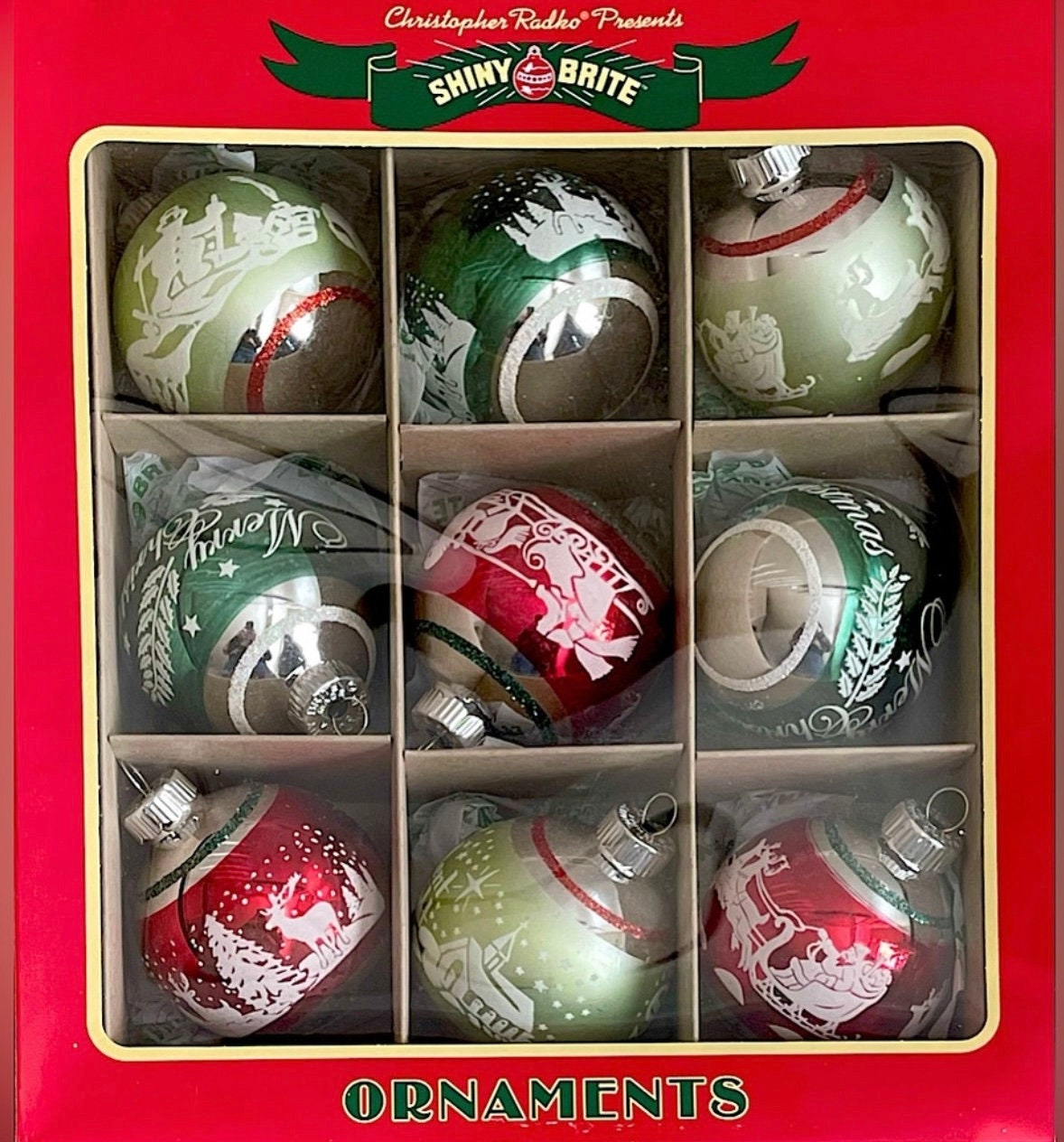 Set of 9 Shiney Brite Christopher Radko Glass Christmas Ornaments NEW ...