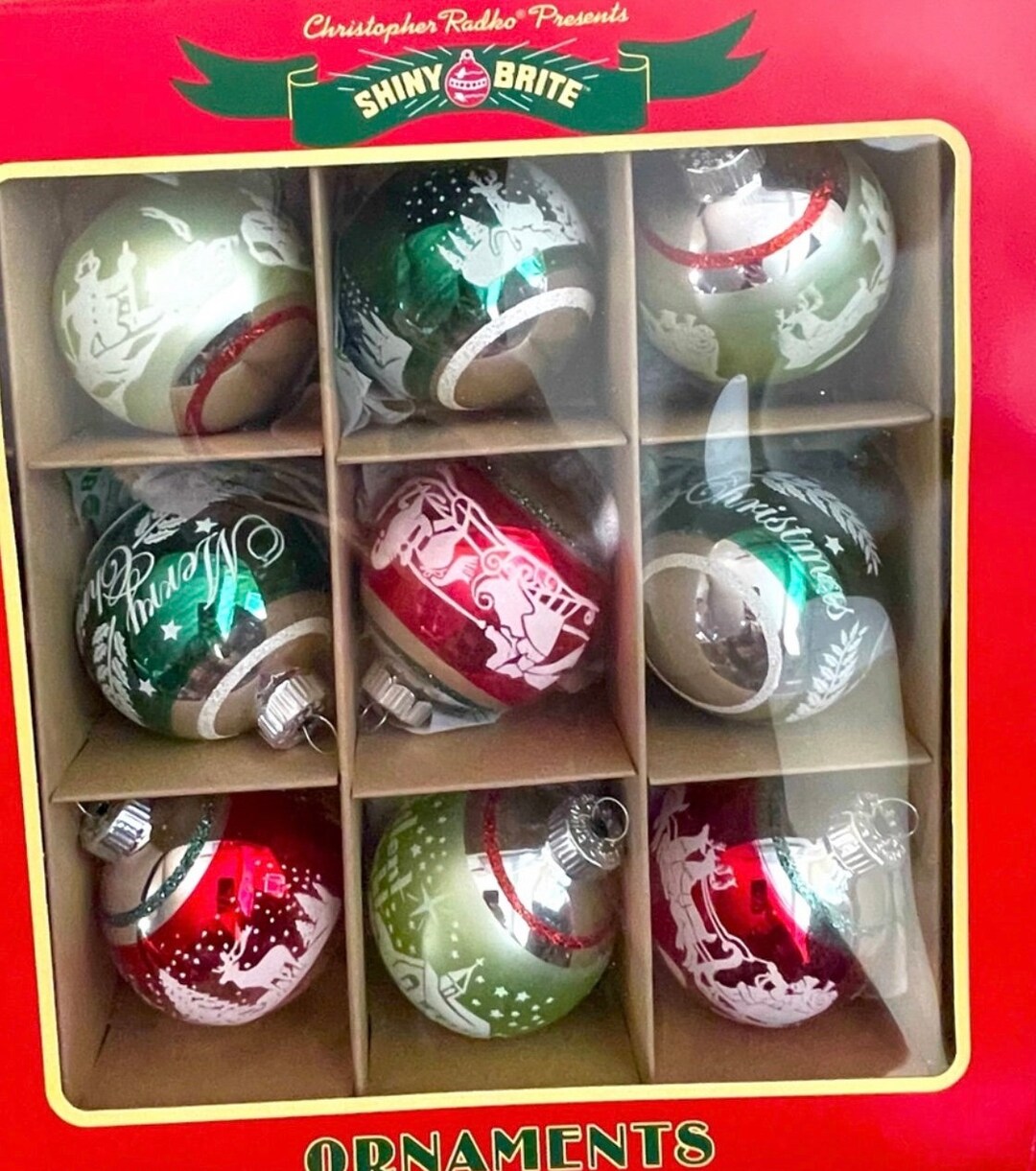 Set of 9 Shiney Brite Christopher Radko Glass Christmas Ornaments NEW ...