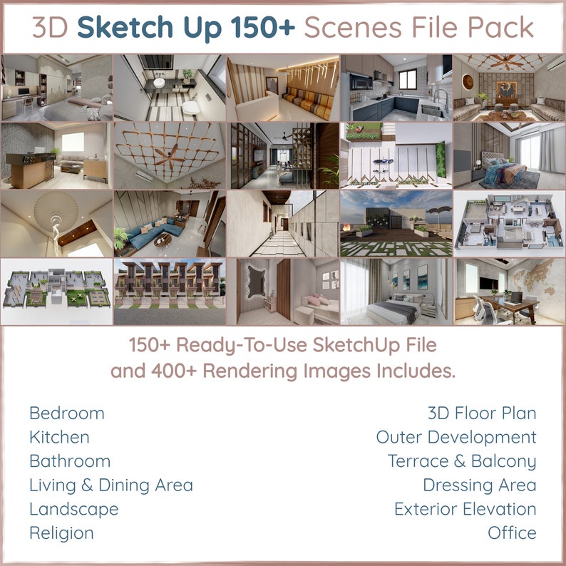 3D Sketchup 150+ PRO Models Scene Pack + FREE GIFT - Etsy