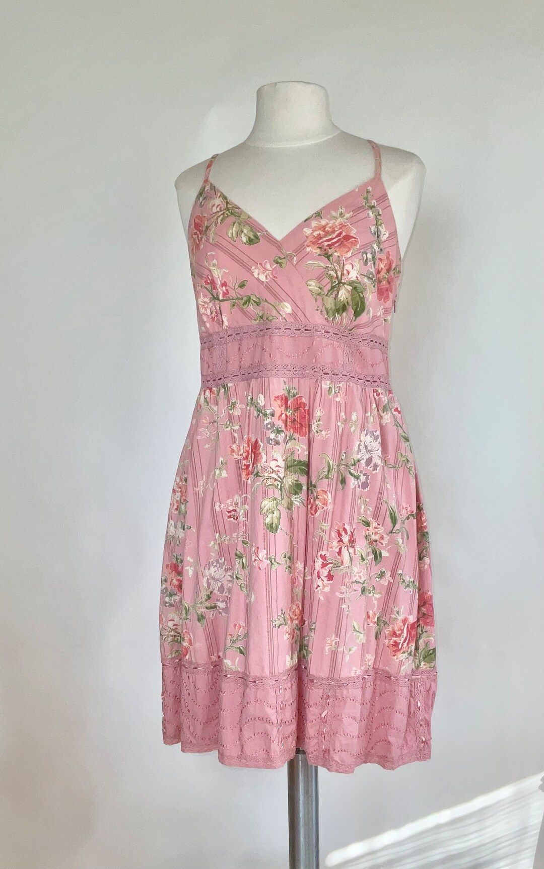 Vintage Pink Floral Romantic Boho-chic Sundress Approx Sz 12 - Etsy