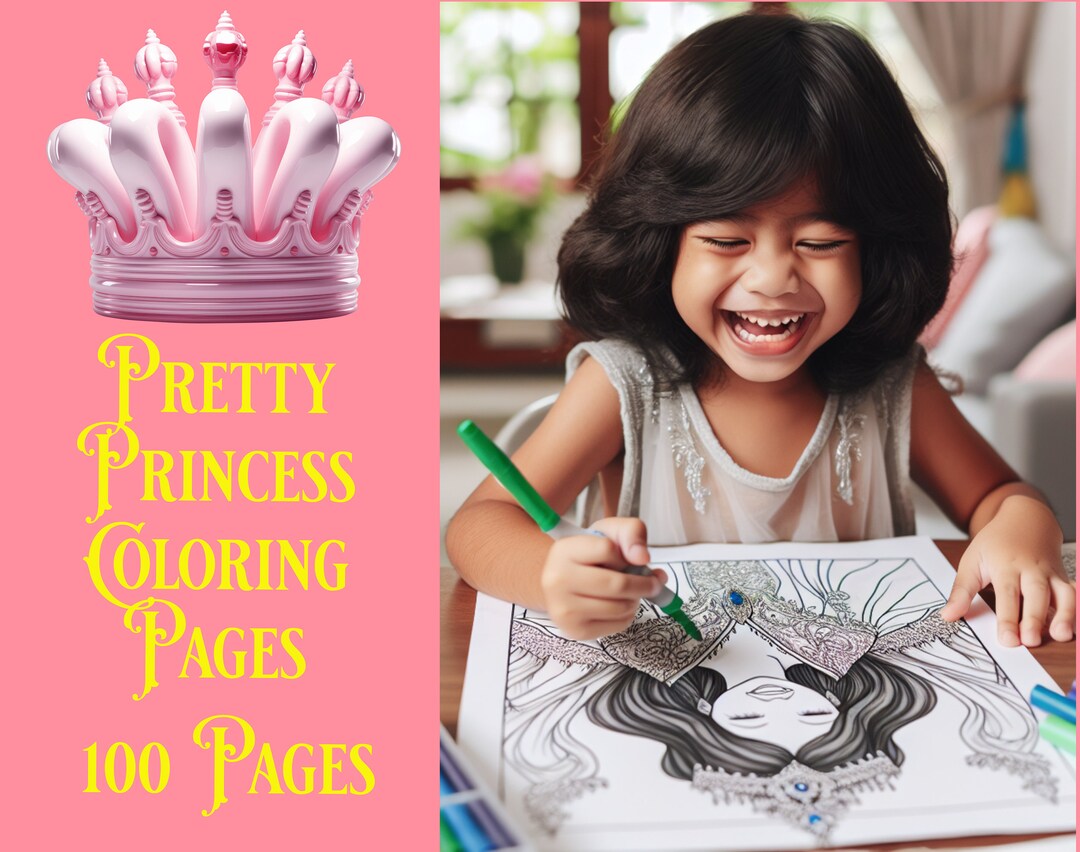 Pretty Princess Coloring Pages Instant Download Printable Coloring ...
