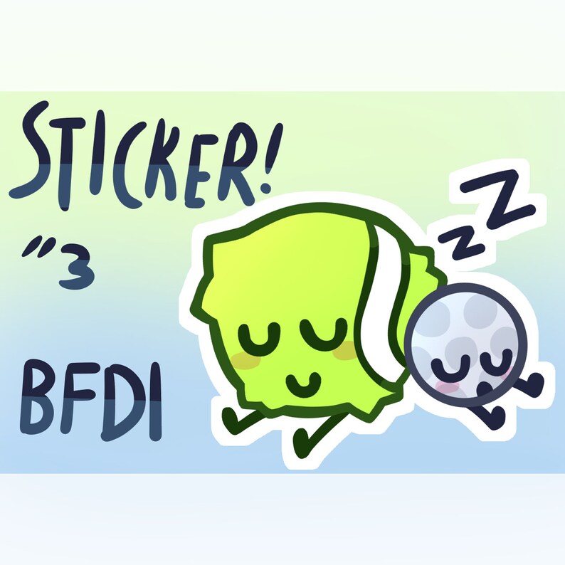 BFDI Tennis Ball and Golf Ball Sleeping Sticker - Etsy