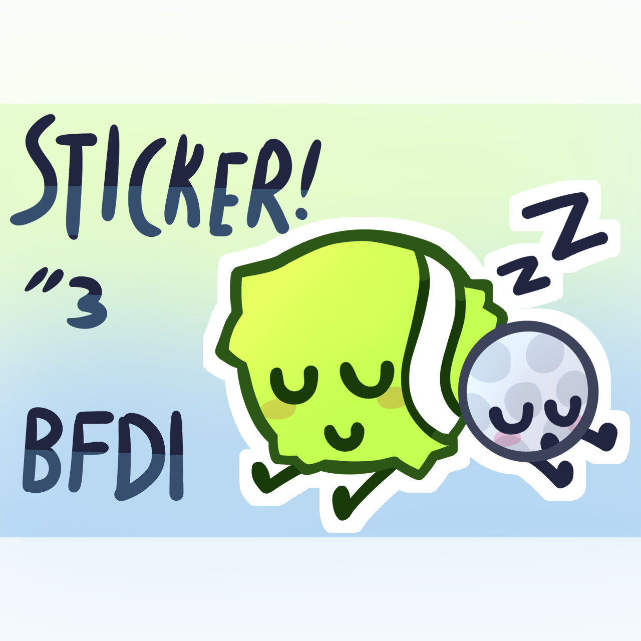 BFDI Tennis Ball and Golf Ball Sleeping Sticker - Etsy