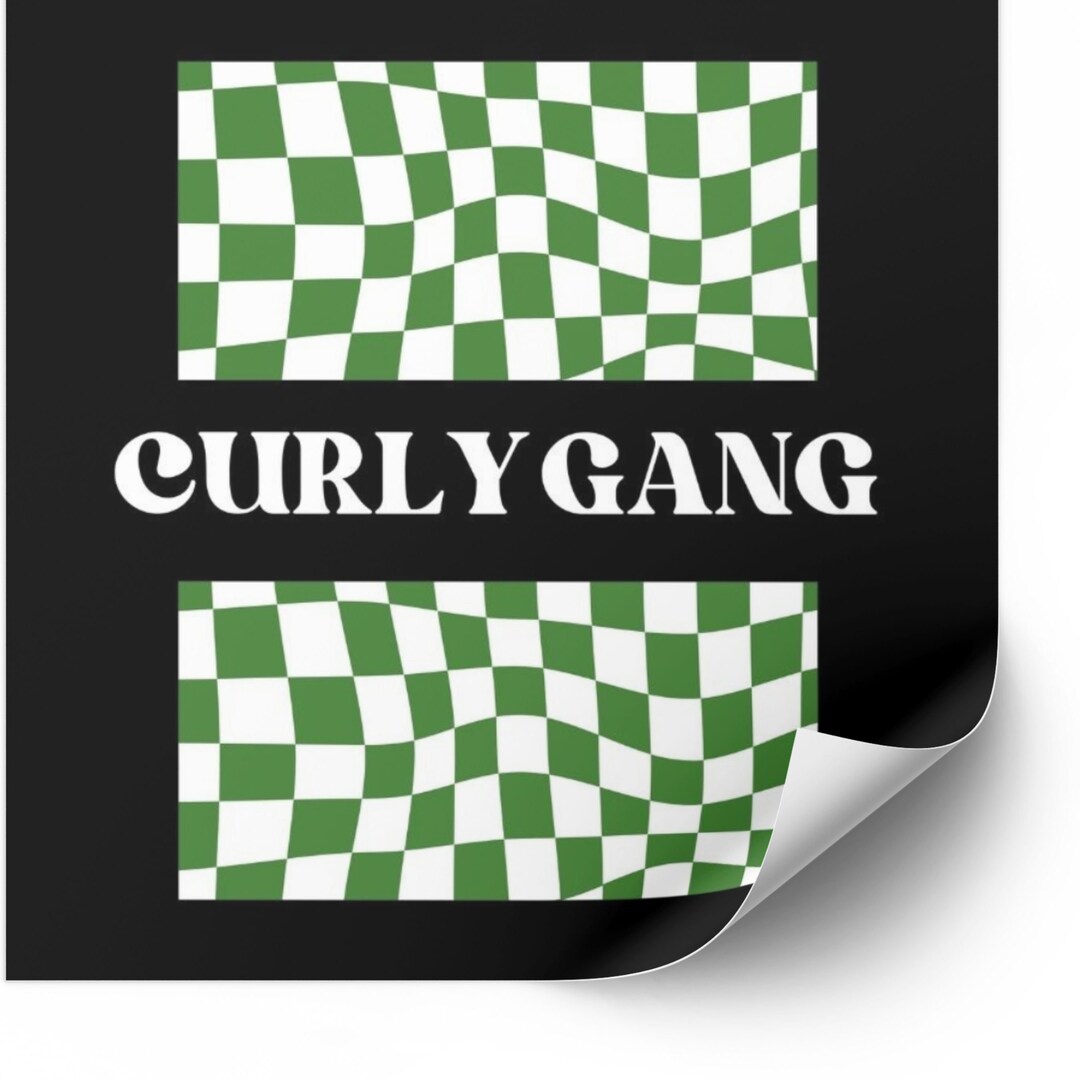 Curly Gang Vinyl Sticker for Curly Hair Retro Kids Checkered Sticker ...