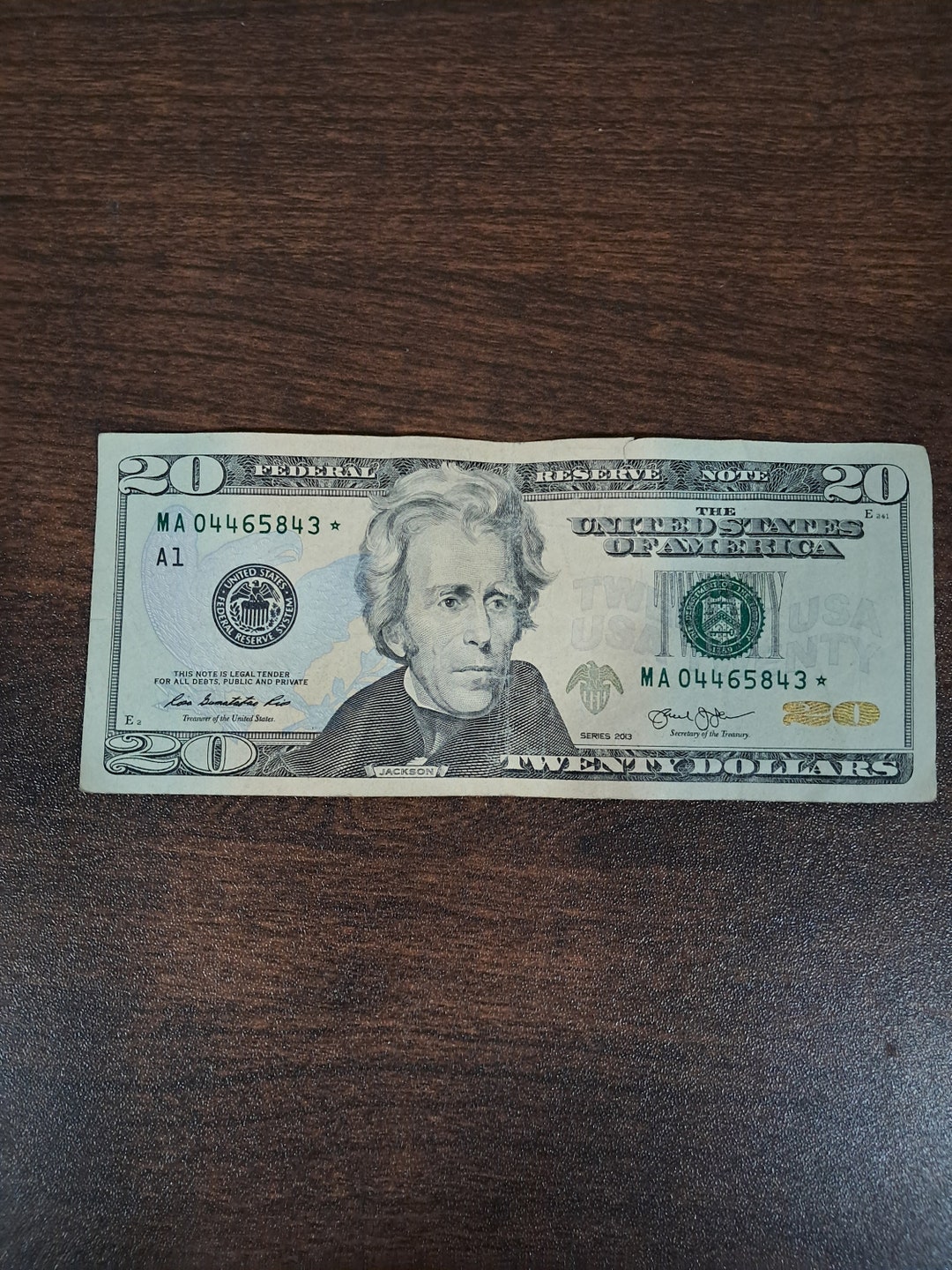 20 Dollars Bill Star 2013 With Amizing Serial Number MA 04465843 - Etsy