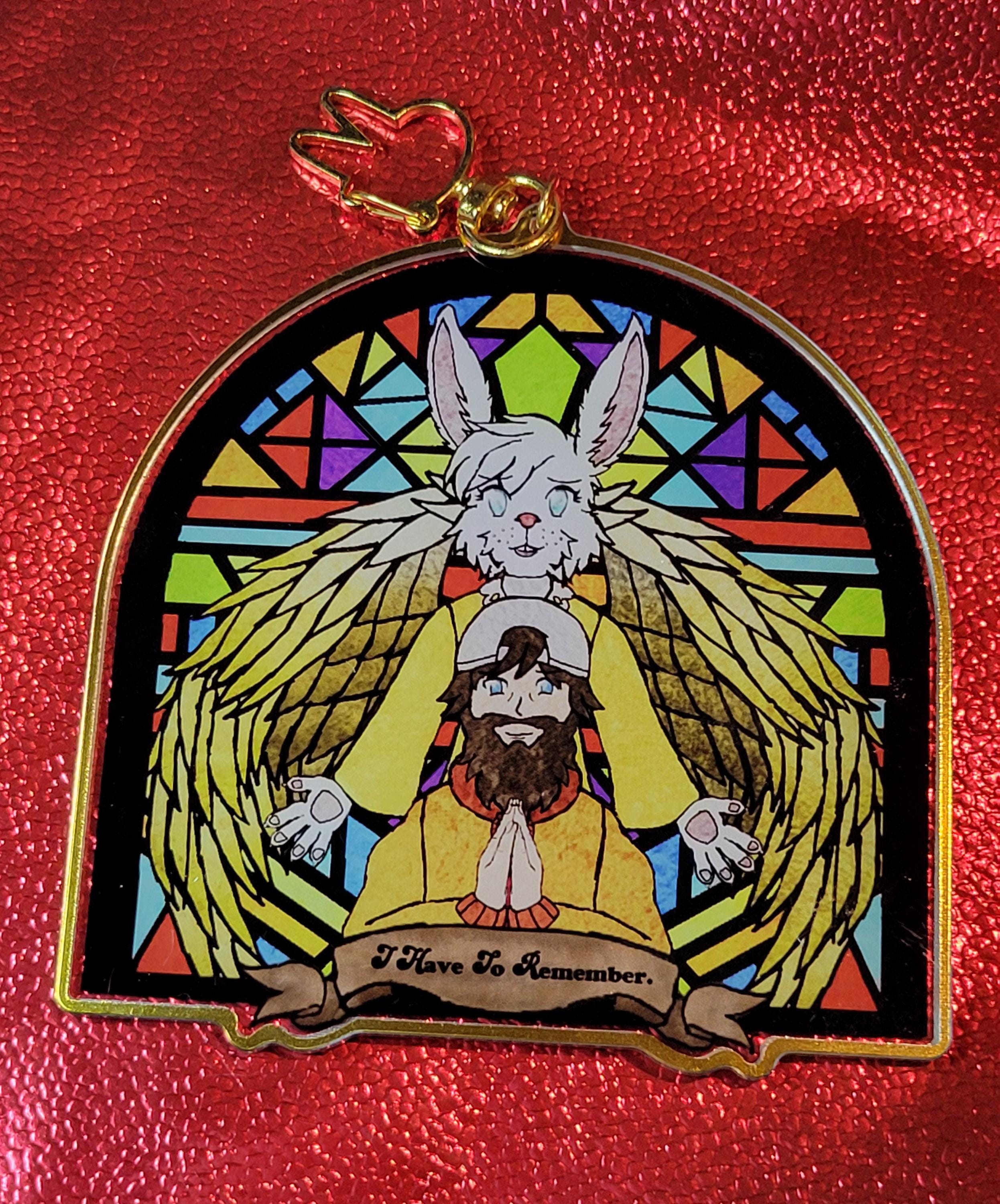 Angel Hare Gabby & Jonah Whitman Keychain Acrylic Charm Gold Edged 4 ...
