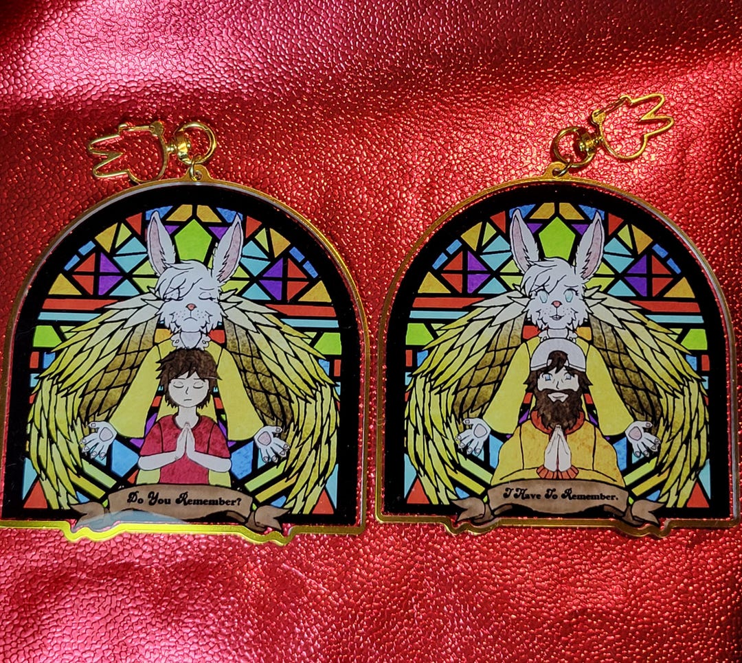 Angel Hare Gabby & Jonah Whitman Keychain Acrylic Charm Gold Edged 4 ...