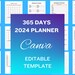 Editable 365 Days 2024 Planner Canva KDP Planner, Goodnotes Planner ...