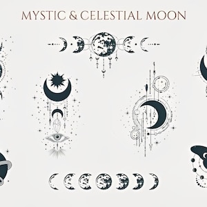 Hand Drawn Mystical Moon Collection Graphic Home Graphics Printable ...
