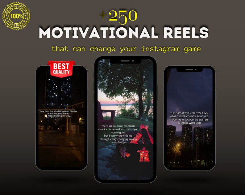 250+ Motivational Quote Reels Bundle - Instant Downloads, Viral Reels ...