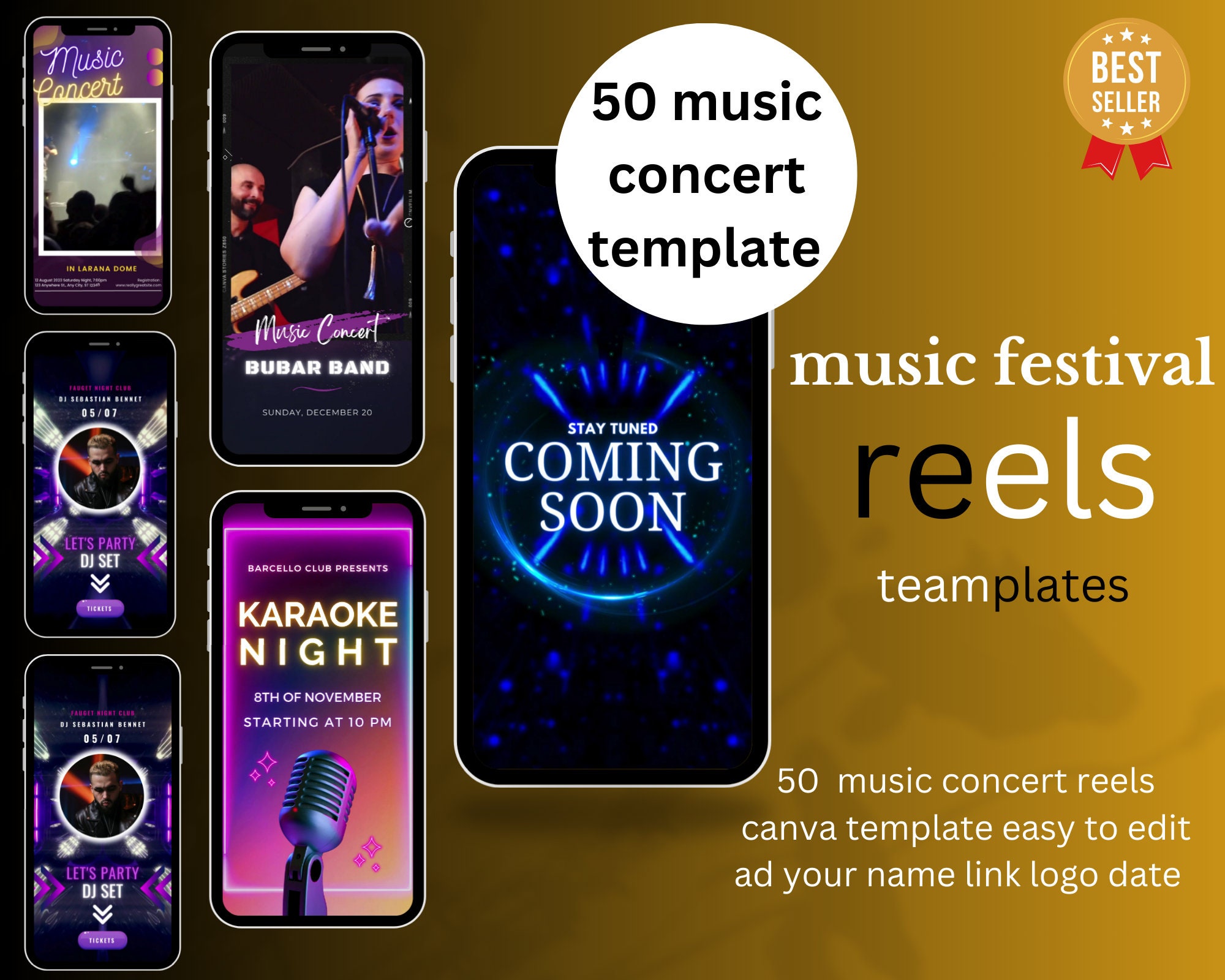 50 Canva Concert Template Easy to Edit Ad Your Name Link Logo - Etsy