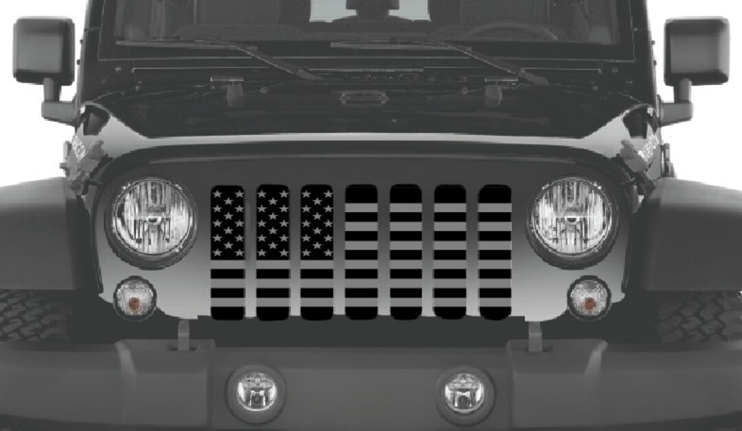 Front Rear Grill Emblem Set American Black Flag Emblem Overlays For ...