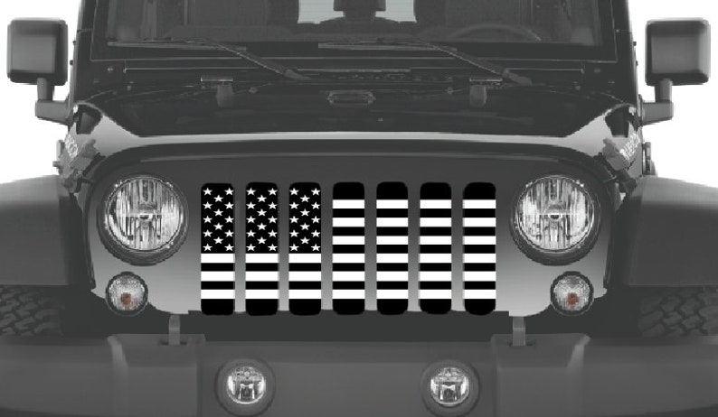 Black and White American Flag Grille Insert for Wrangler or Gladiator ...