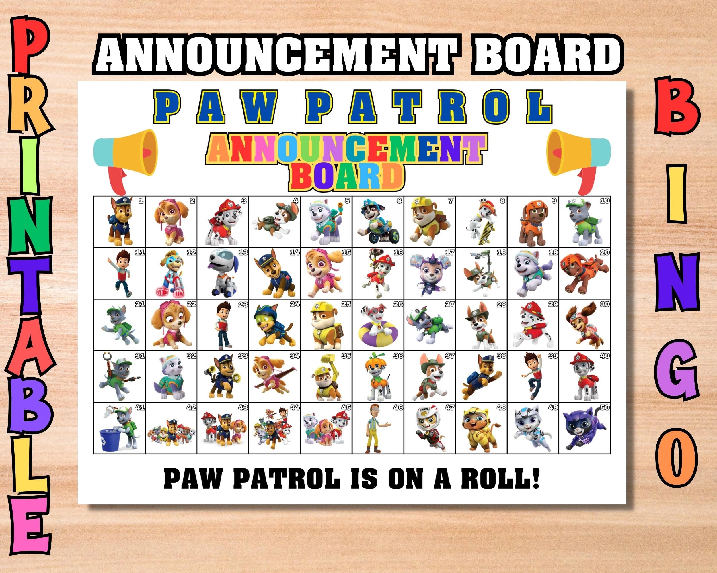 Printable Paw Patrol Bingo Game for Kids Party Birthday - Etsy