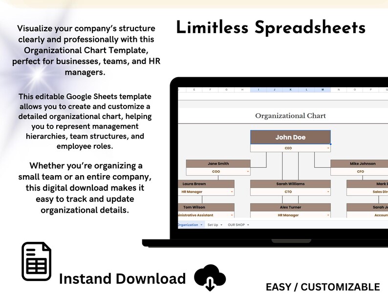 Organizational Chart Template Google Sheets, Digital Download ...