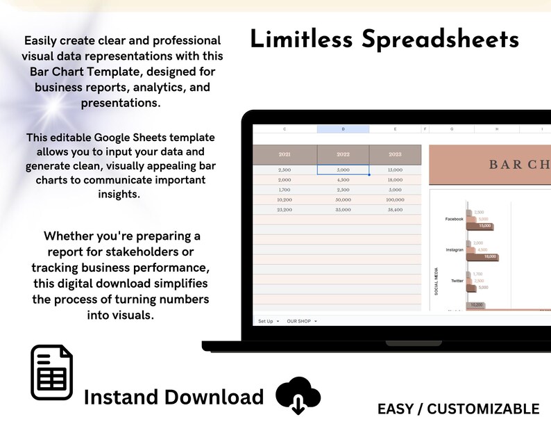 Bar Chart Template Google Sheets, Digital Download, Create Visual Data ...