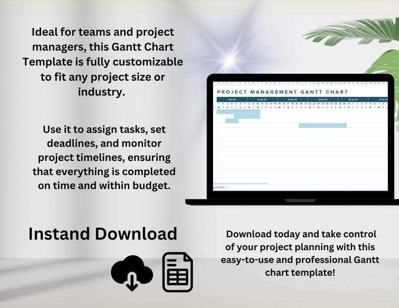 Project Management Gantt Chart Template Google Sheets, Digital Download ...