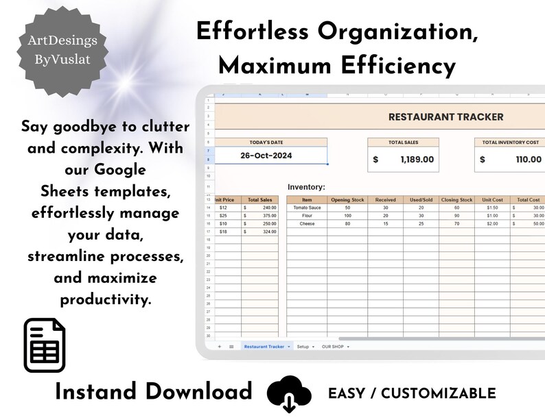 Restaurant Tracker Template Google Sheets, Digital Download, Track ...