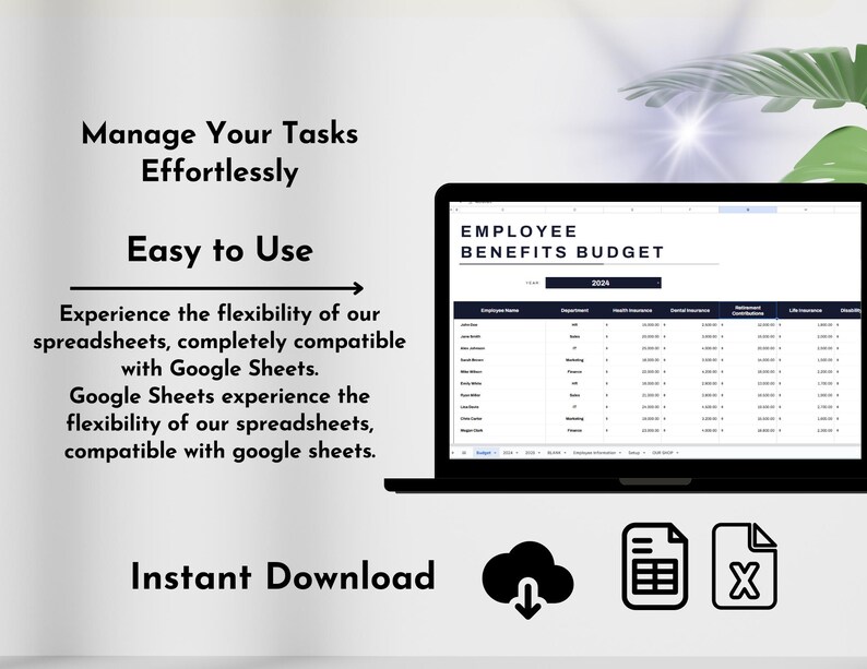 Employee Benefits Budget Template Editable, Google Sheets, Digital ...