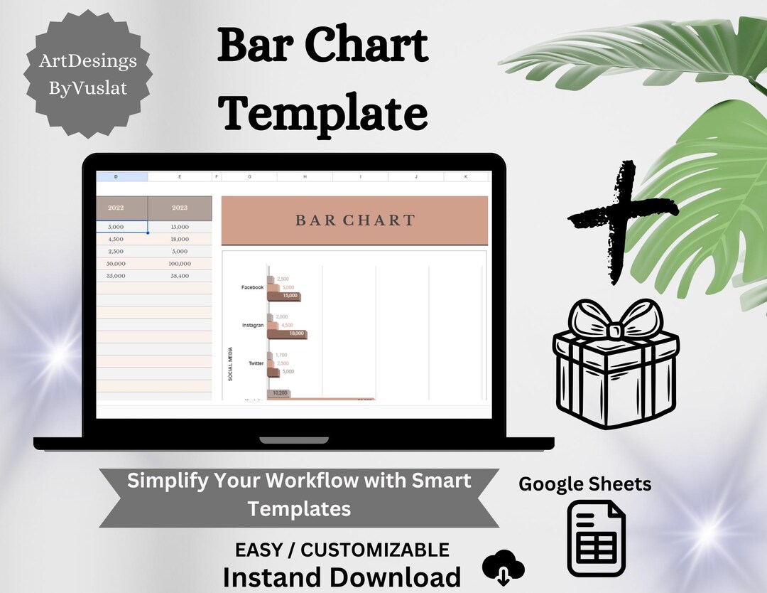 Bar Chart Template Google Sheets, Digital Download, Create Visual Data ...
