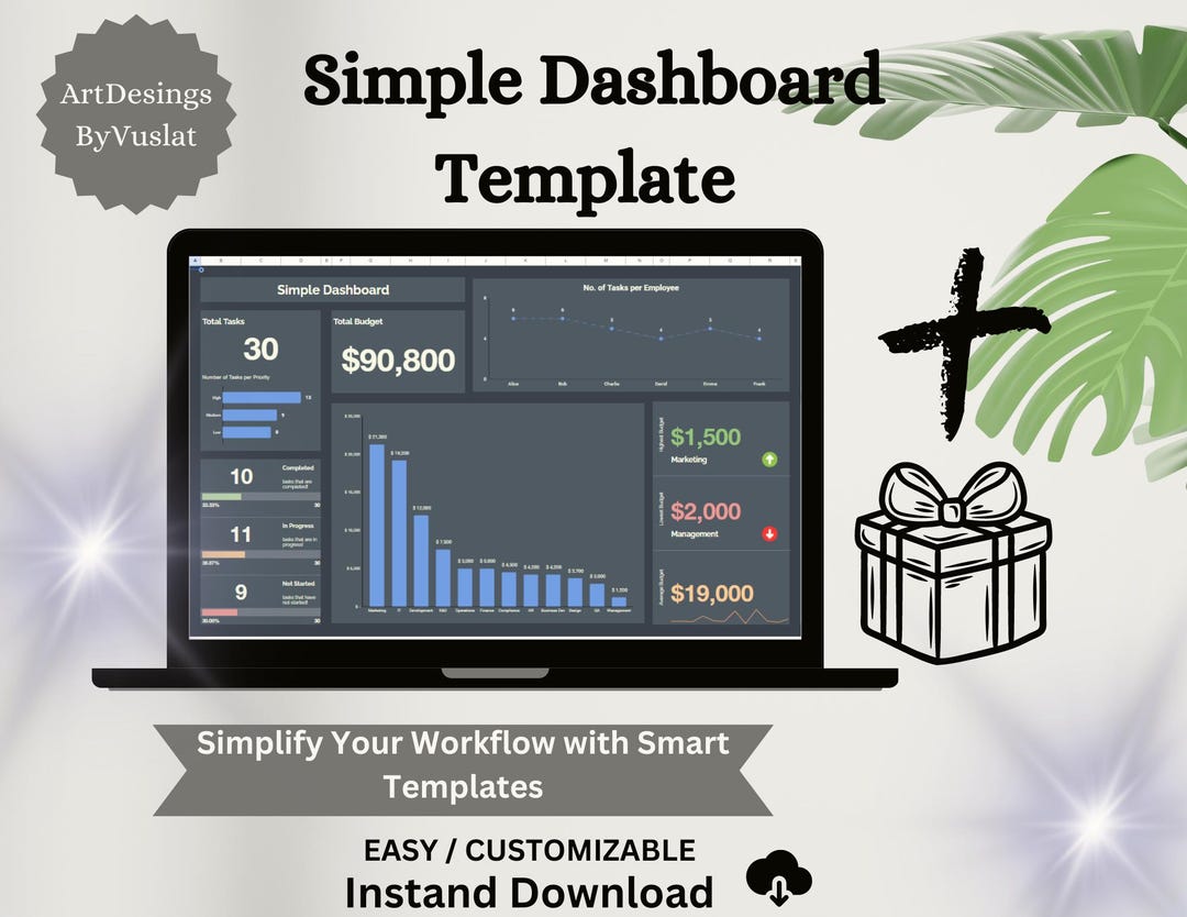 Simple Dashboard Template Editable, Easy to Use, Digital Download ...