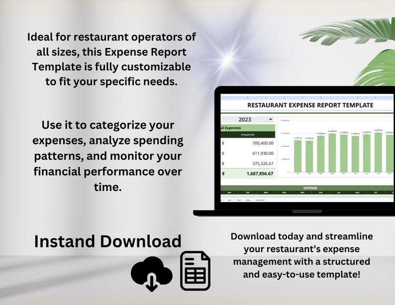 Restaurant Expense Report Template, Google Sheets, Digital Download, Track Operating Costs, Food ...