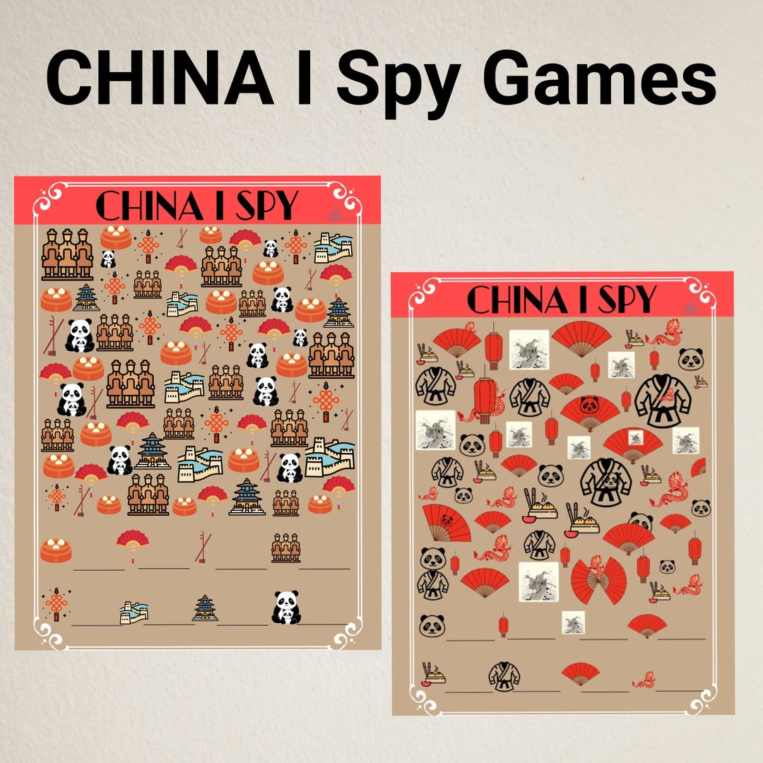 CHINA I Spy Printable Games. 2 Different PDF Sheets. Instant Digital ...