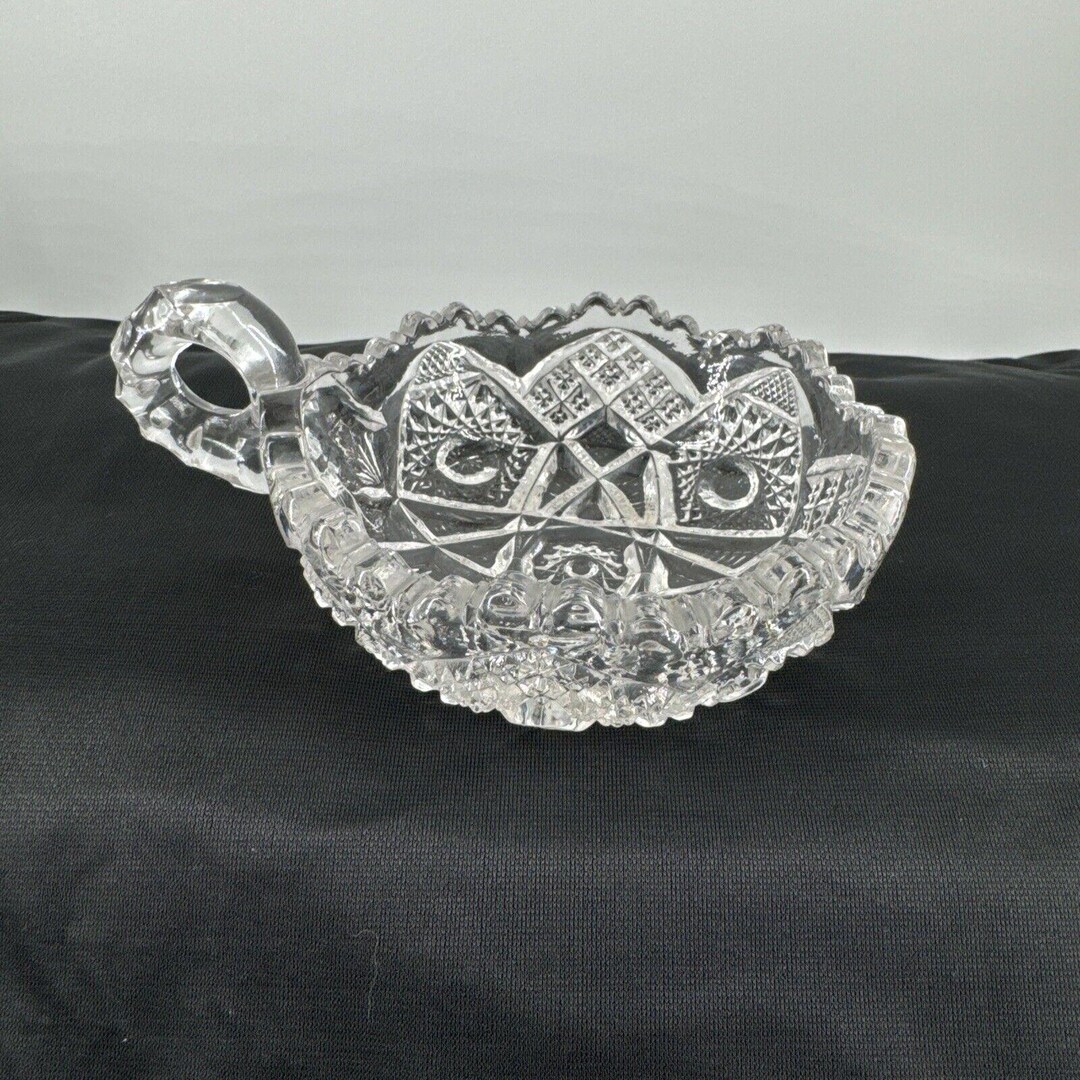 Glass Handled Nappy Dish Vintage T.B. Clark Huyler 587 American ...