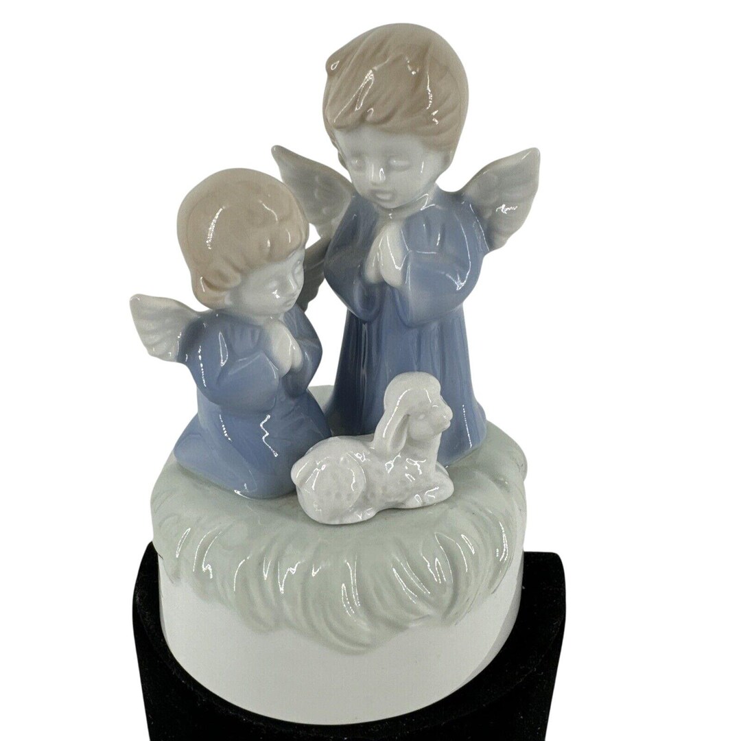 Ceramic Rotating Angels Praying & Lamb Music Box Made in Japan VTG 6”T ...