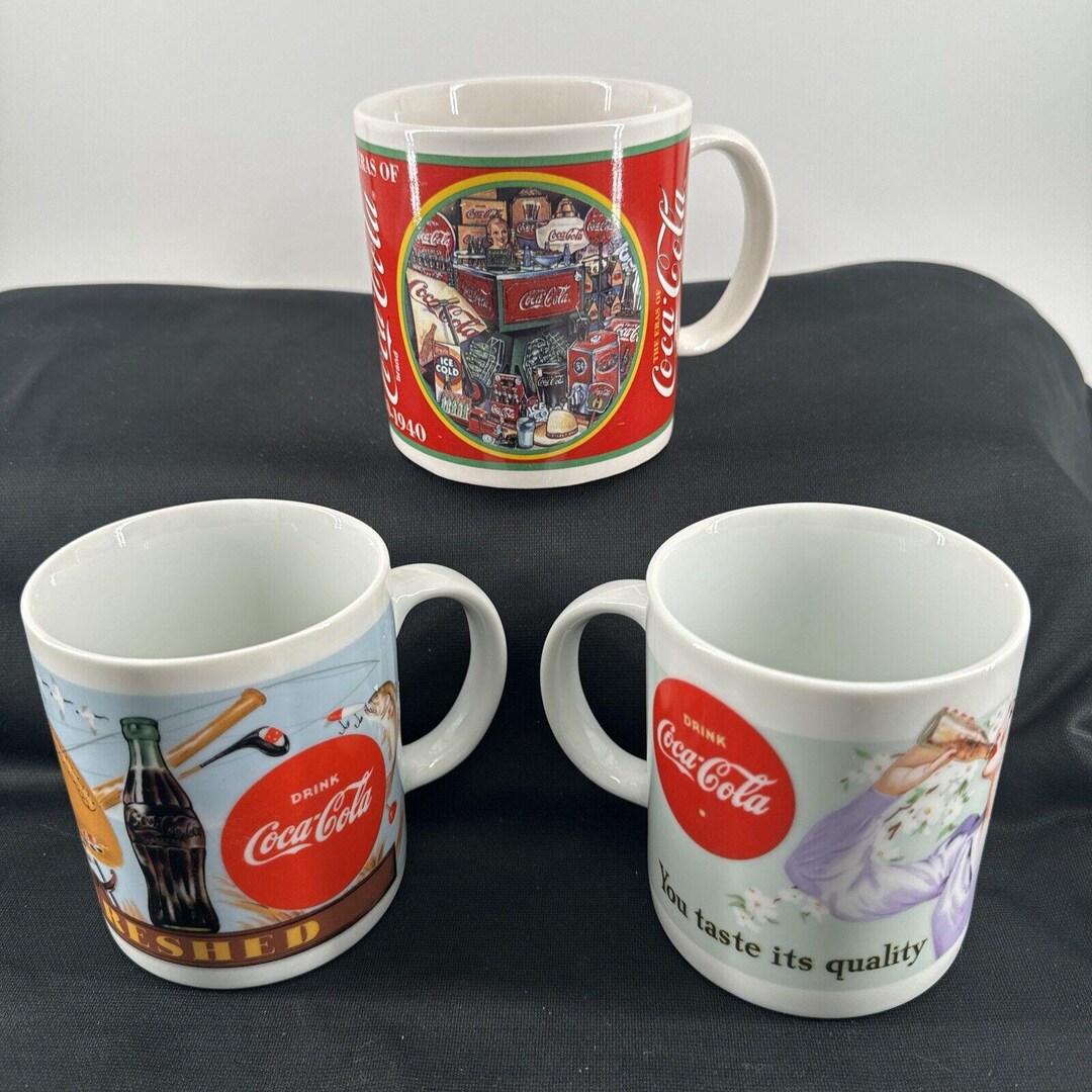Coca Cola Coffee Mugs 1996 Eras of Coke 1930-1940 Collector W/bonus 2 ...