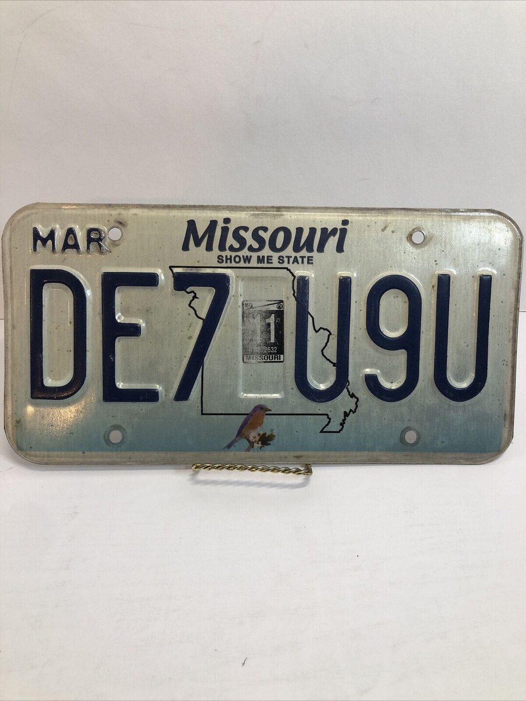 Missouri License Plate DE7-U9U Show Me State Bluebird Auto Tag MO March ...
