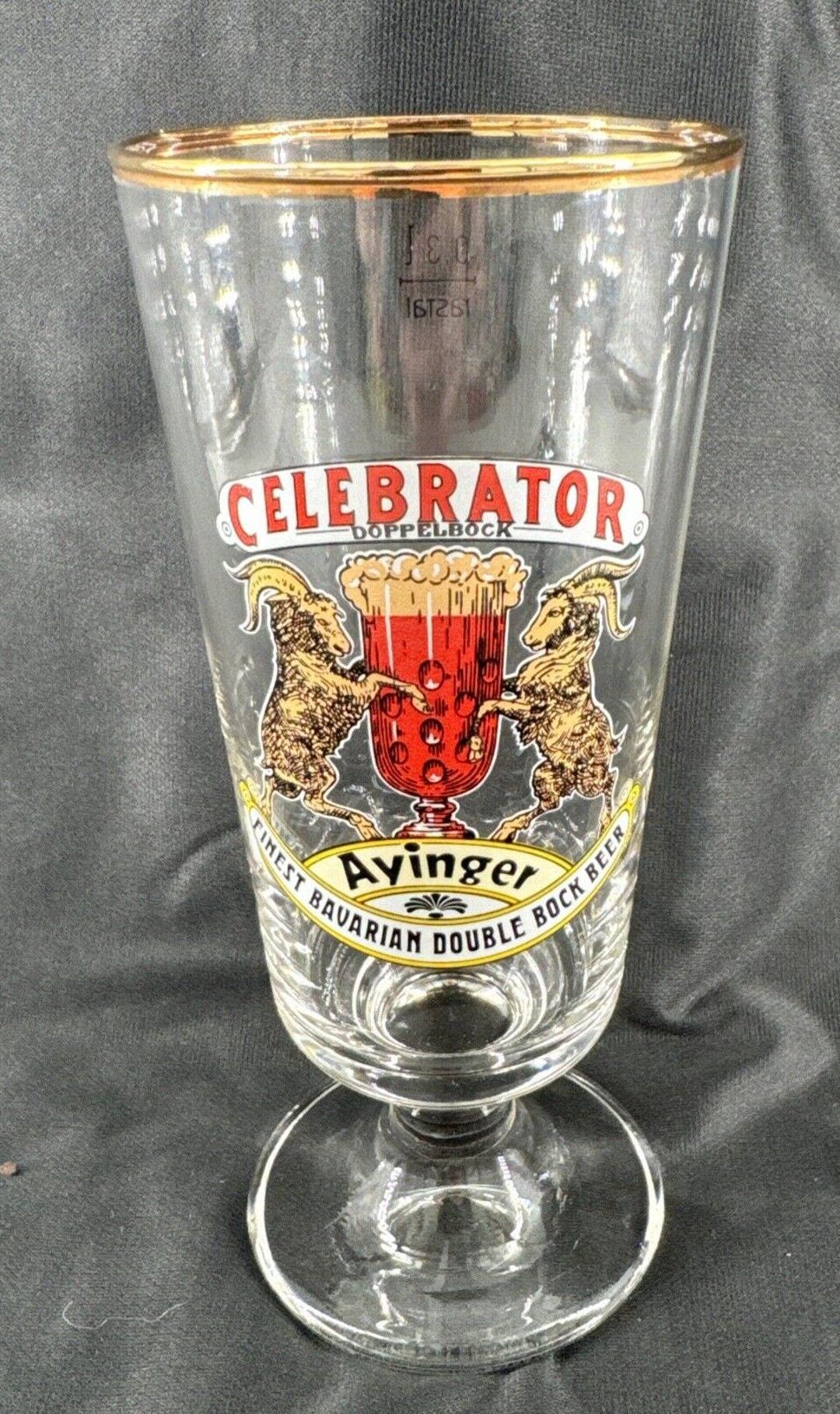 Beer Glass Gold Rim Ayinger Celebrator Bavarian Double Bock Barware 7. ...