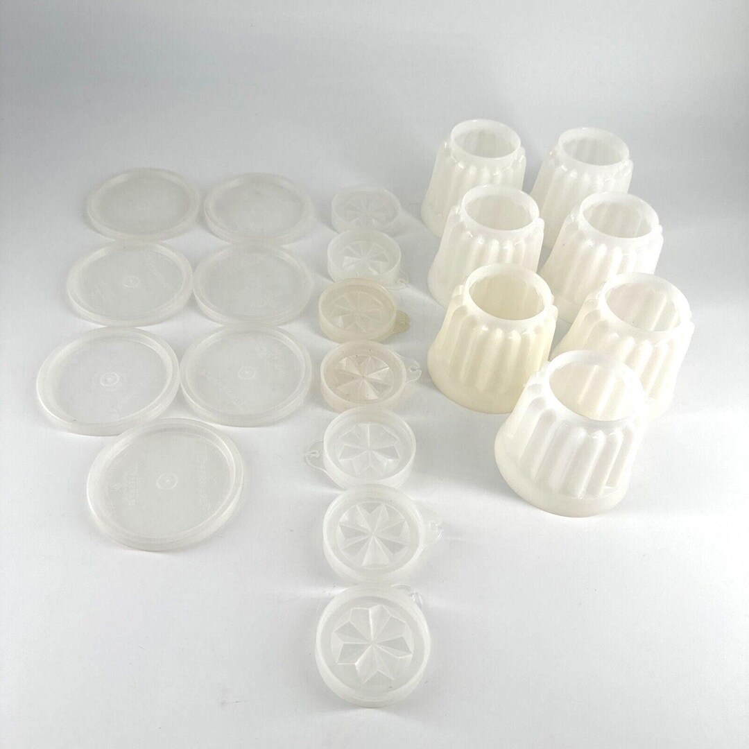 Tupperware Mini Jello Mold Jel-ette Single Serve Lids W/star Caps 7 ...