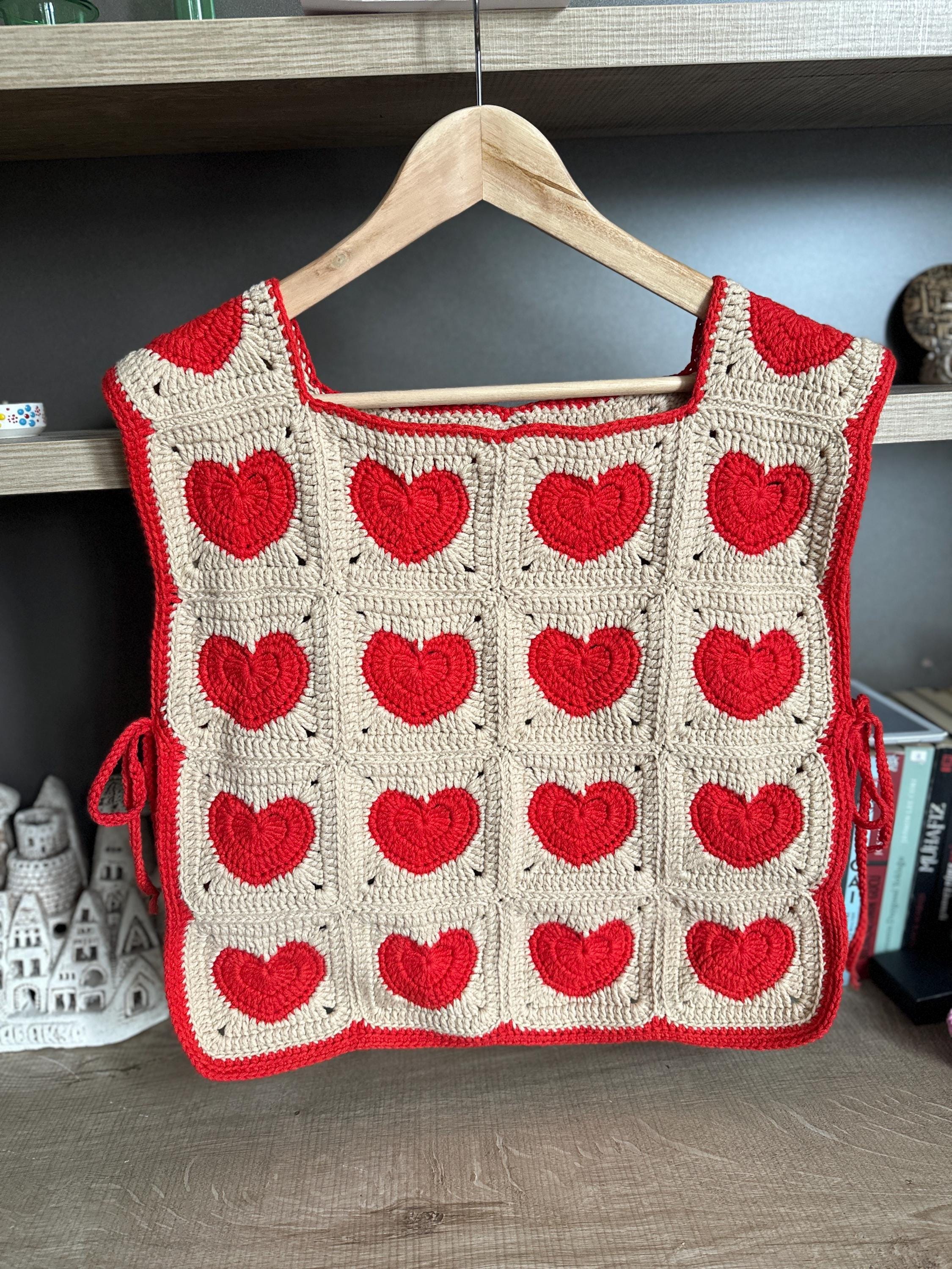 Crochet Heart Vest , Crochet Red Vest , Women Heart Sweater - Etsy