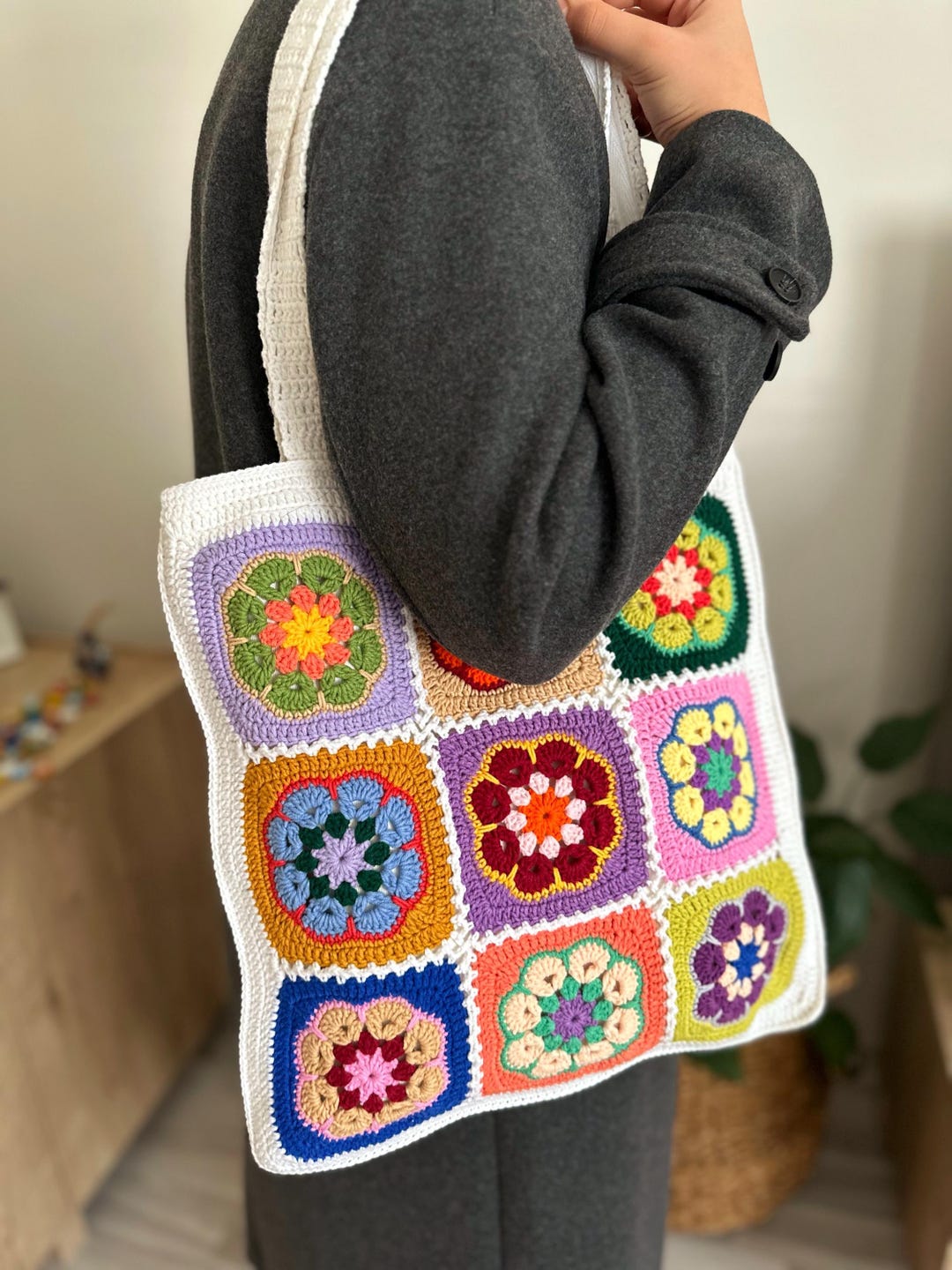 Flower Crochet Bag , Hippie Bag , Flowered Handbag , Bohemian Bag ...