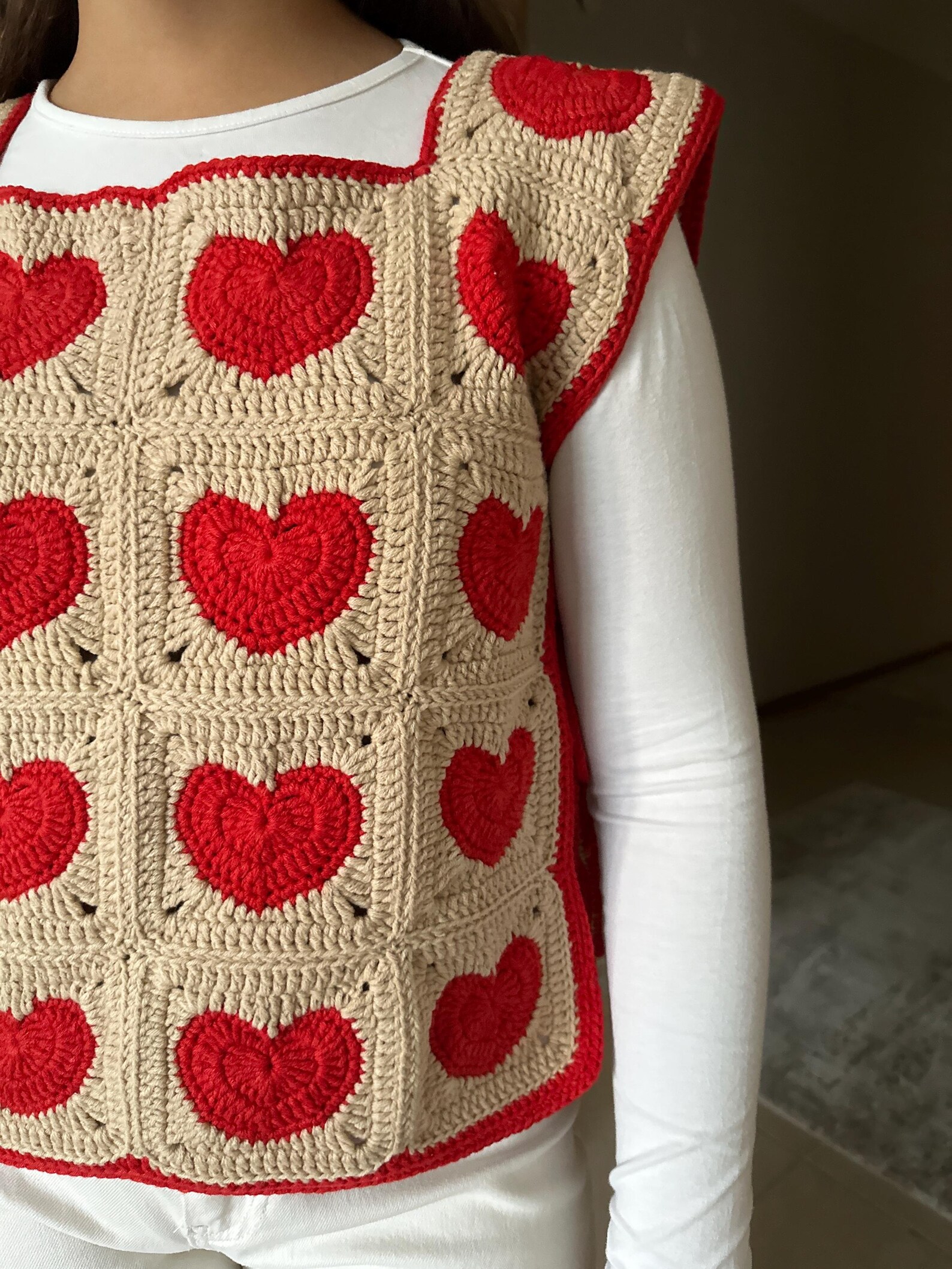 Crochet Heart Vest , Crochet Red Vest , Women Heart Sweater - Etsy
