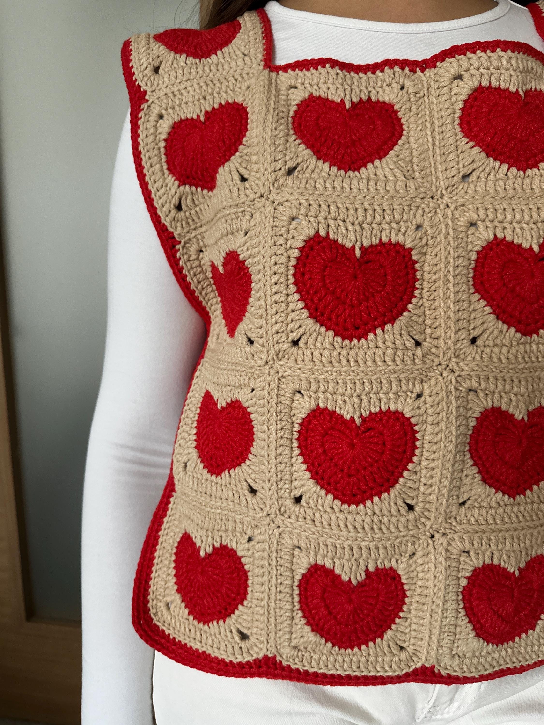 Crochet Heart Vest , Crochet Red Vest , Women Heart Sweater - Etsy