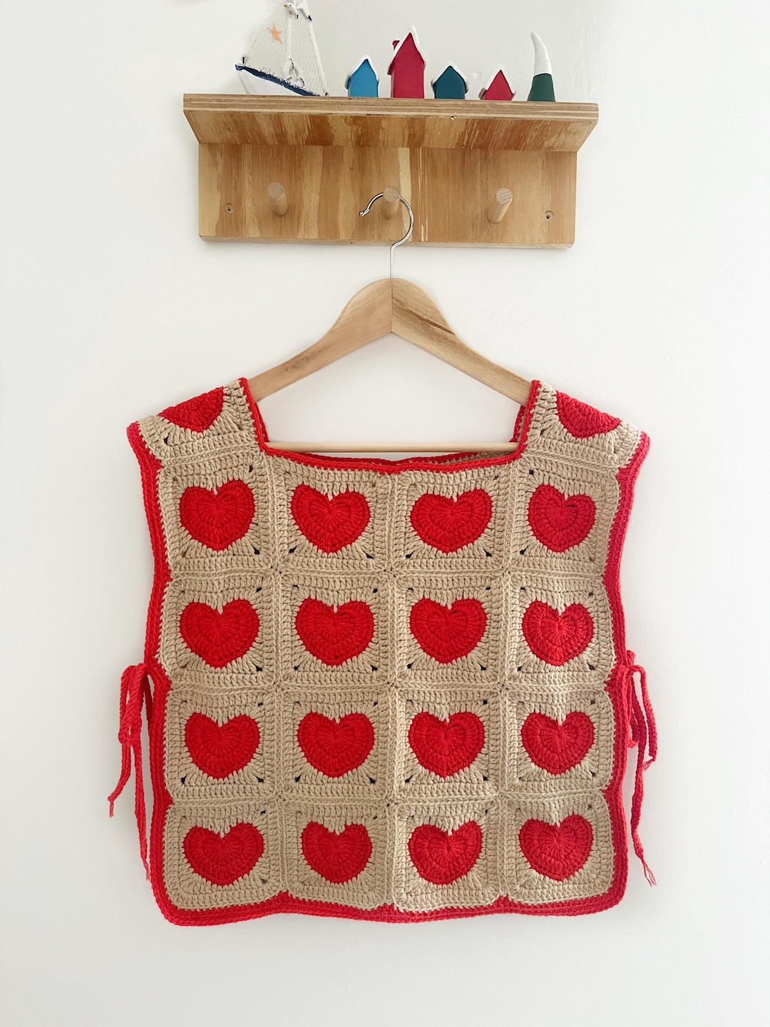 Crochet Heart Vest , Crochet Red Vest , Women Heart Sweater - Etsy