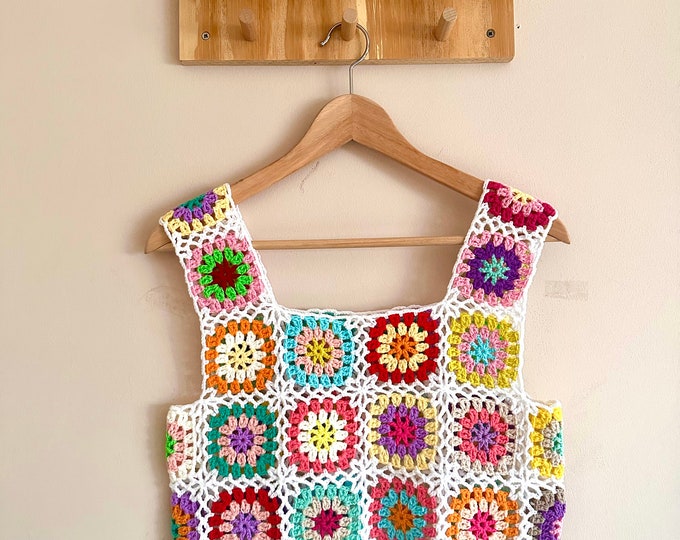 Crochet Crop Top , Crochet Vest , Colorful Crochet Top - Etsy