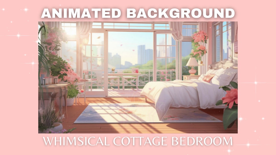 Sakura Bedroom Vtuber Animated Background for Twitch, Cherry Blossoms ...