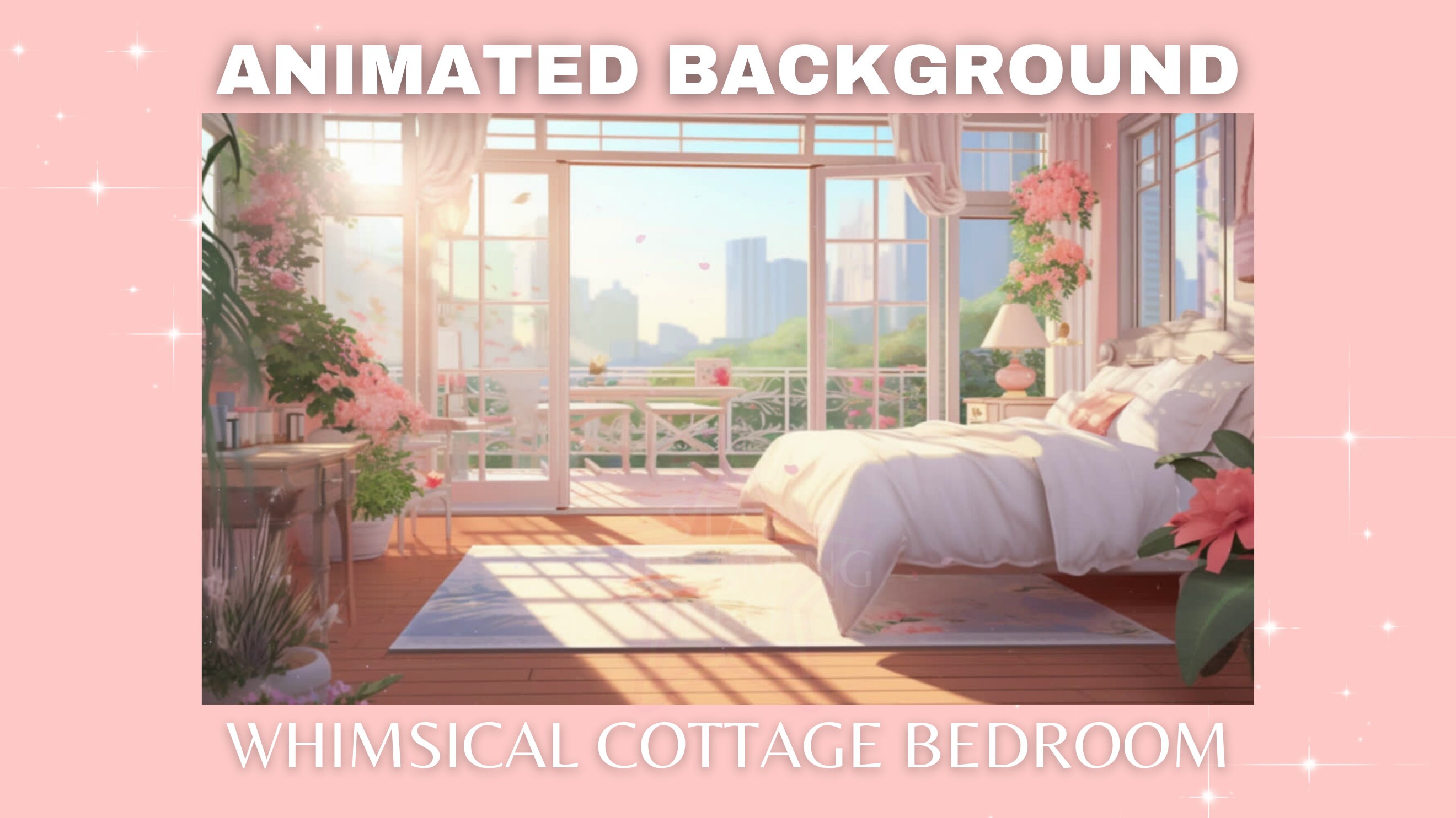 Sakura Bedroom Vtuber Animated Background for Twitch, Cherry Blossoms ...