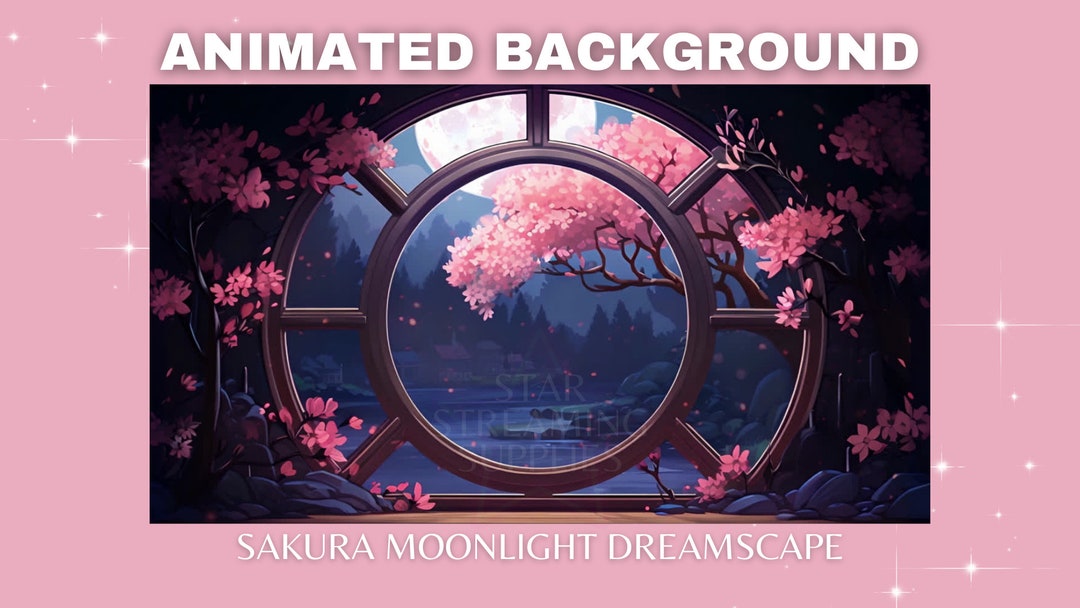 Sakura Moonlight Vtuber Room Animated Background for Twitch, Fantasy ...