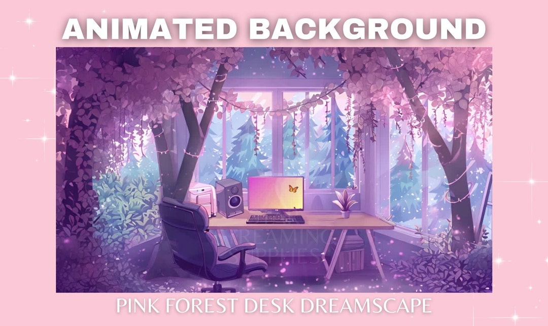 Fantasy Forest Vtuber Animated Background Twitch Overlay, Cozy Lofi ...