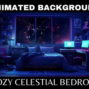 Animated Night Sky Vtuber Room Background for Twitch, Shooting Stars ...