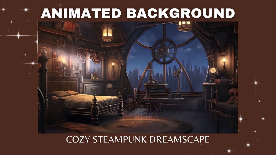 Steampunk ANIMATED BACKGROUND, Streamer Bedroom, Cozy Ambience Looped ...